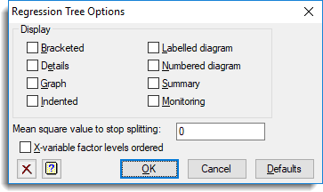 Regression Trees Options • Genstat v22