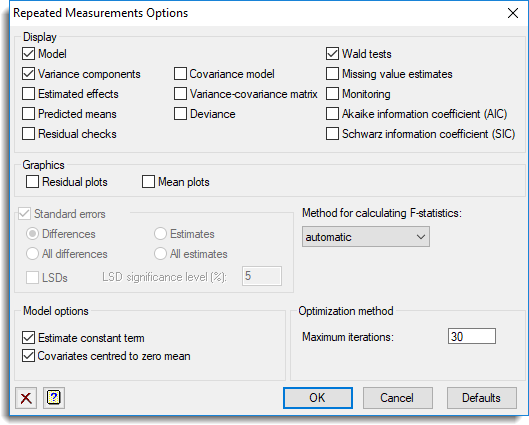 Repeated Measures (Data in parallel) Options • Genstat v22