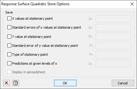 Response Surface Quadratic Store Options • Genstat v22