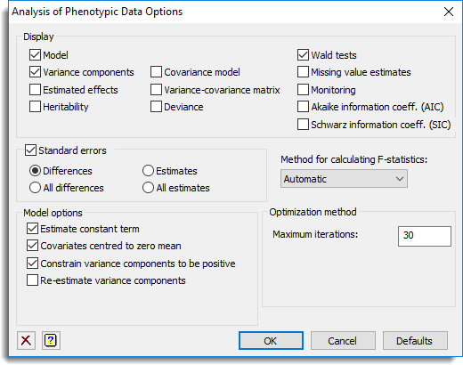 Single Environment Analysis Options • Genstat v22