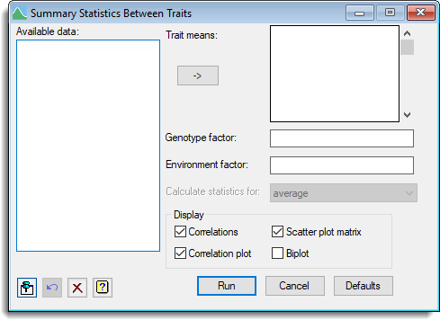 Summary Statistics Between Traits • Genstat v22