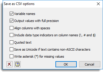 Save CSV Options • Genstat v22