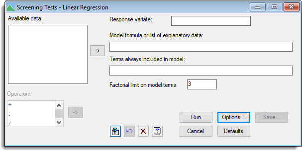 Screening Tests Linear Models Genstat V22