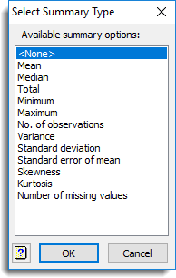 Select Summary Type • Genstat v22