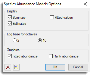 Species Abundance Models Options • Genstat v22