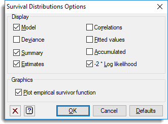 Survival Distribution Options • Genstat v22