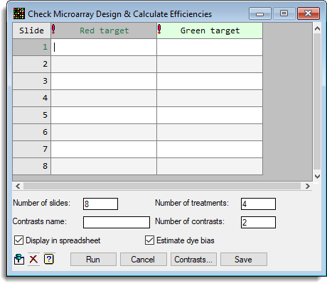 Check Microarray Design and Calculate Efficiencies • Genstat v22
