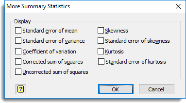 Summary Statistics Options • Genstat v22