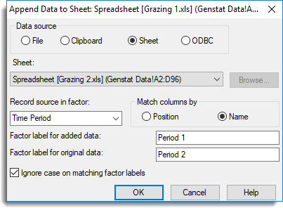 Appending Data to a Spreadsheet • Genstat v22