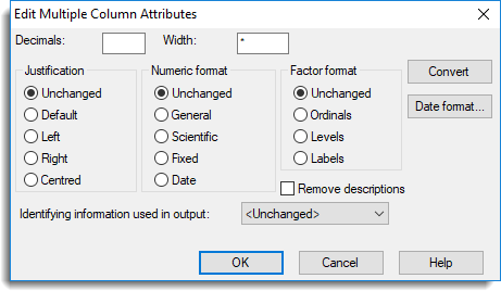 Formatting Multiple Columns • Genstat v22