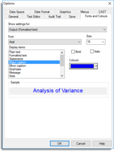 Options - Fonts and Colours • Genstat v22