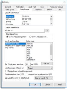 Setting a Default Date/Time Format • Genstat v22