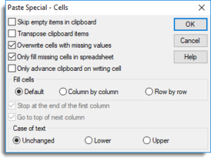 Paste Special (Spreadsheet) • Genstat v22