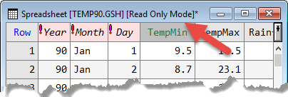 Viewing a Large Spreadsheet as Read Only • Genstat v22