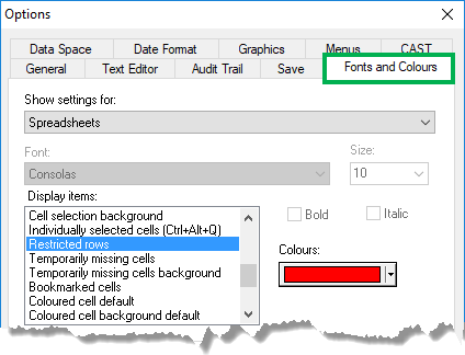 Setting the Default Colour of Restricted Rows • Genstat v22