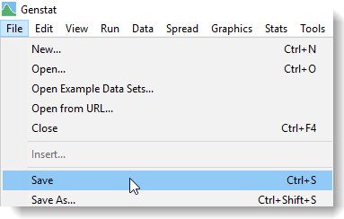 Options for Saving Spreadsheets • Genstat v22