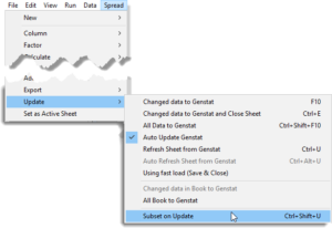 Subset on Update • Genstat v22